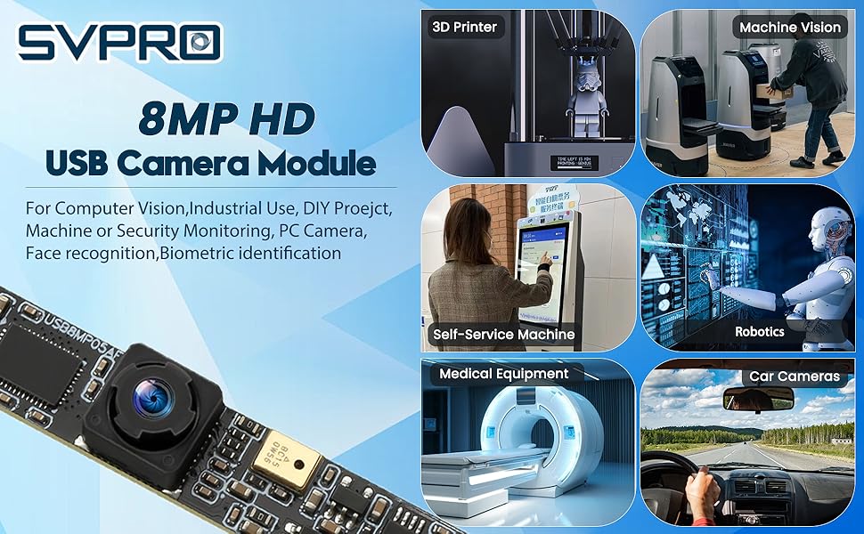Amazon.com: SVPRO 8MP USB Camera Module with Microphone Wide Angle Computer Camera Fixed Focus ...