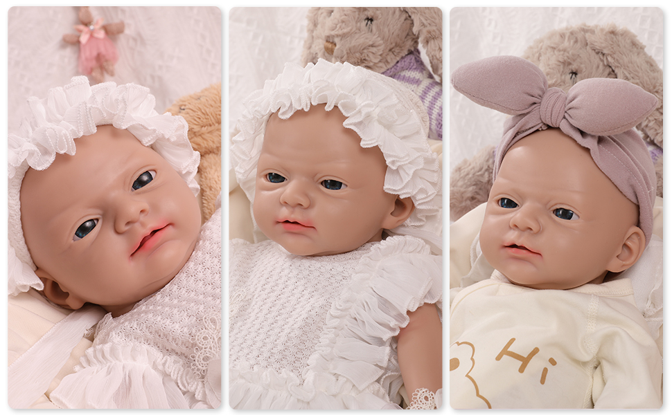 IVITA Full Body Silicone Reborn Baby Doll Newborn Baby Doll Open Mouth Soft Silicone Doll Girl ...