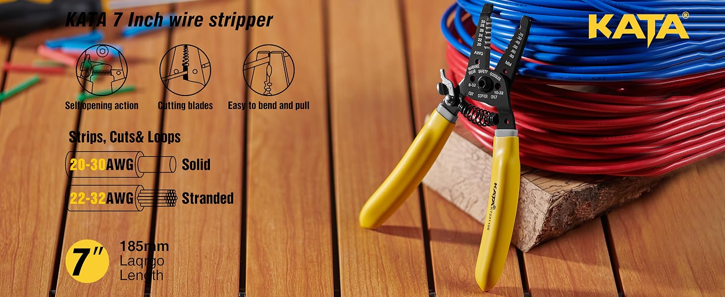 KATA 20-32 AWG Wire Stripper Cutter Wire Stripping Tool and Multi-Function Hand Tool for ...
