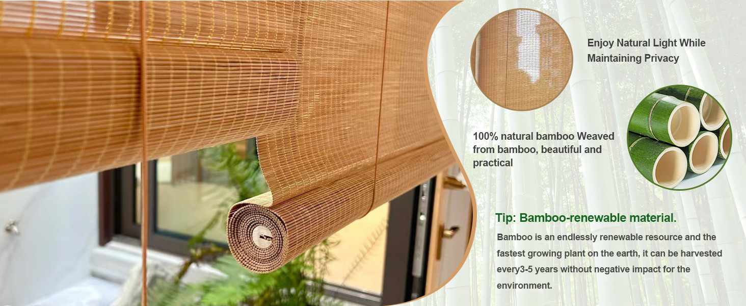 Amazon.com: HIAPES Bamboo Blinds, Bamboo Blinds for Interior Windows ...