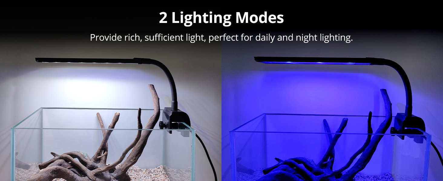 NICREW JTL Fish Tank Clip-On Light, Clamp Aquarium LED Light with 2 Lighting Modes, 360 ...