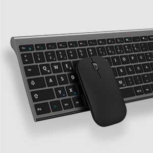Kabelloses Tastatur Maus Set, seenda 2.4G Slim Wireless Tastatur und Maus Aufladbar, Deutsch ...