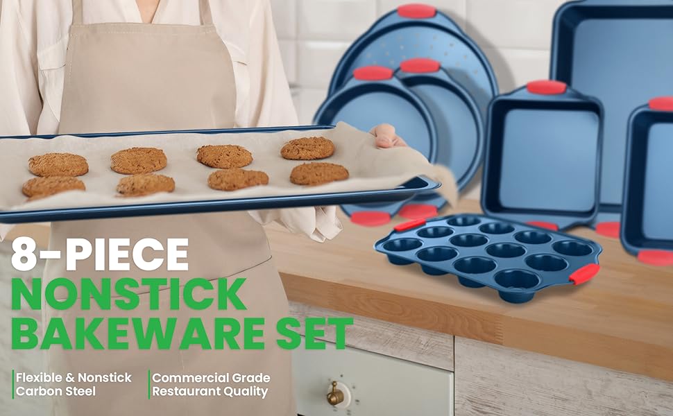 NutriChef, Bakeware Set, Baking Pans, Cookie Sheets, Includes: Cookie ...