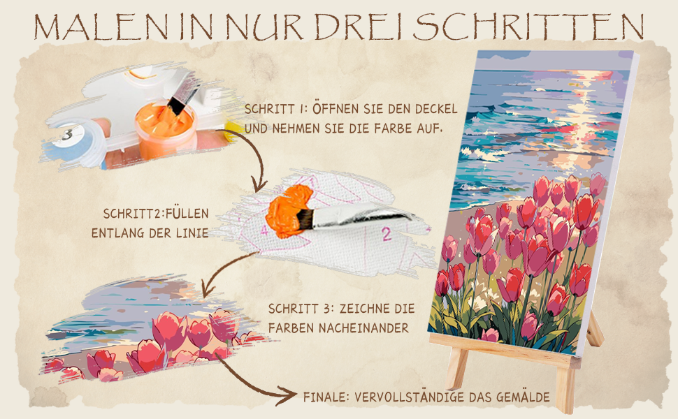 Gutluz Malen Nach Zahlen Erwachsene Blumen am Meer Malen Nach Zahlen Blume Malen-Nach-Zahlen ...