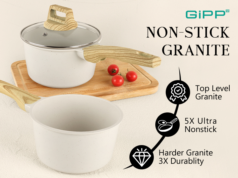 Amazon.com: GiPP 3.6QT Nonstick Sauce Pan with Lid - Large Non Stick Saucepan Cooking Pot with ...