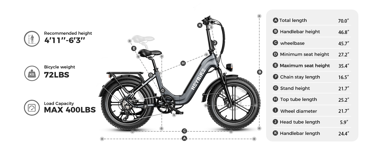 Amazon.com : Heybike Ranger S Electric Bike for Adults, Foldable 1400W Peak Motor Ebike, 20" x 4 ...