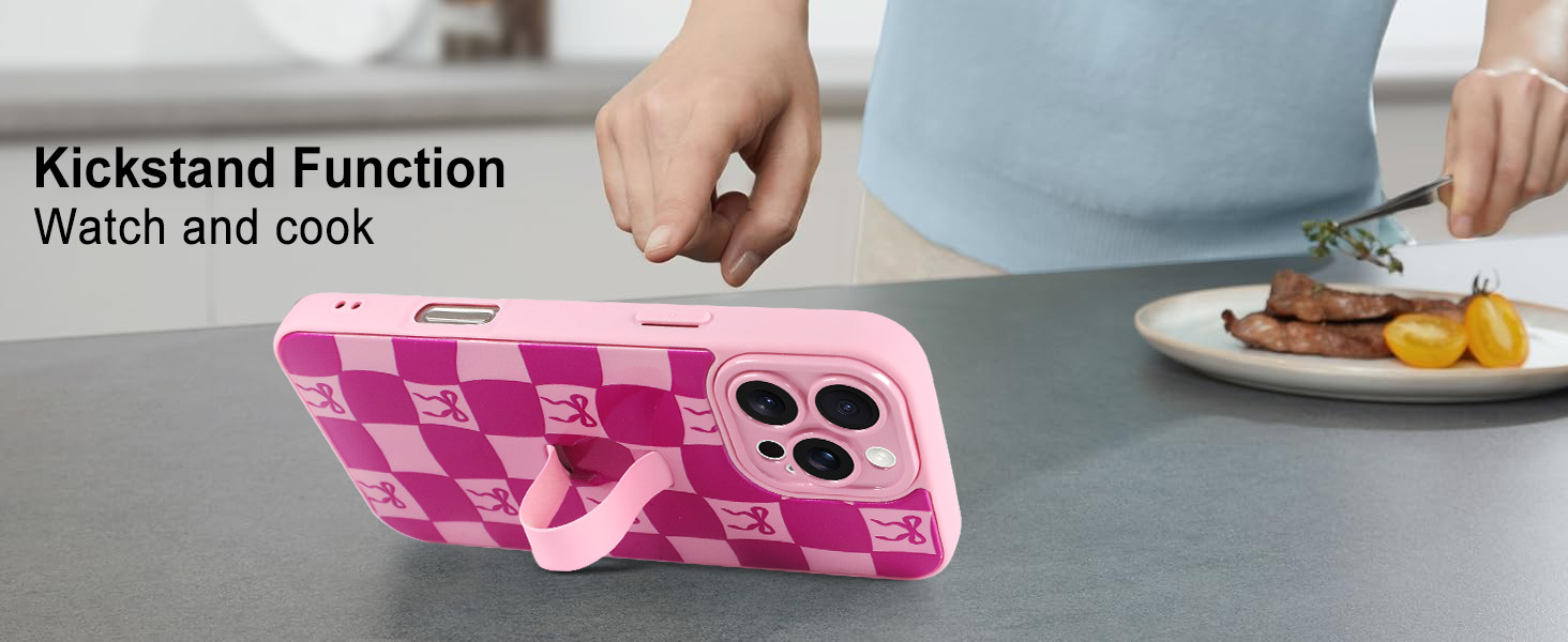 Amazon.com: Jefonha Checkered Case for iPhone 16 Pro Max with Finger Strap Kickstand Cute ...