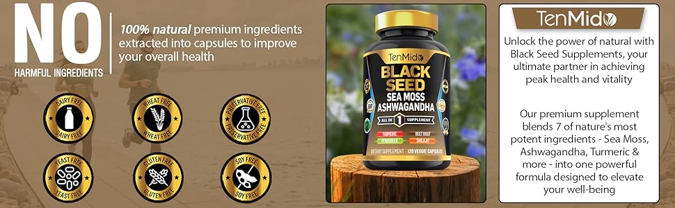 Amazon.com: Tenmido Organic Black Seed Supplement - 8in1 Formula - Combine with Sea Moss ...