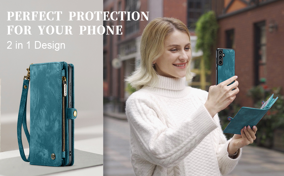 Kowauri Wallet Case for Samsung Galaxy S23 FE 5G, Zipper Purse Folio Leather Wallet with Card ...