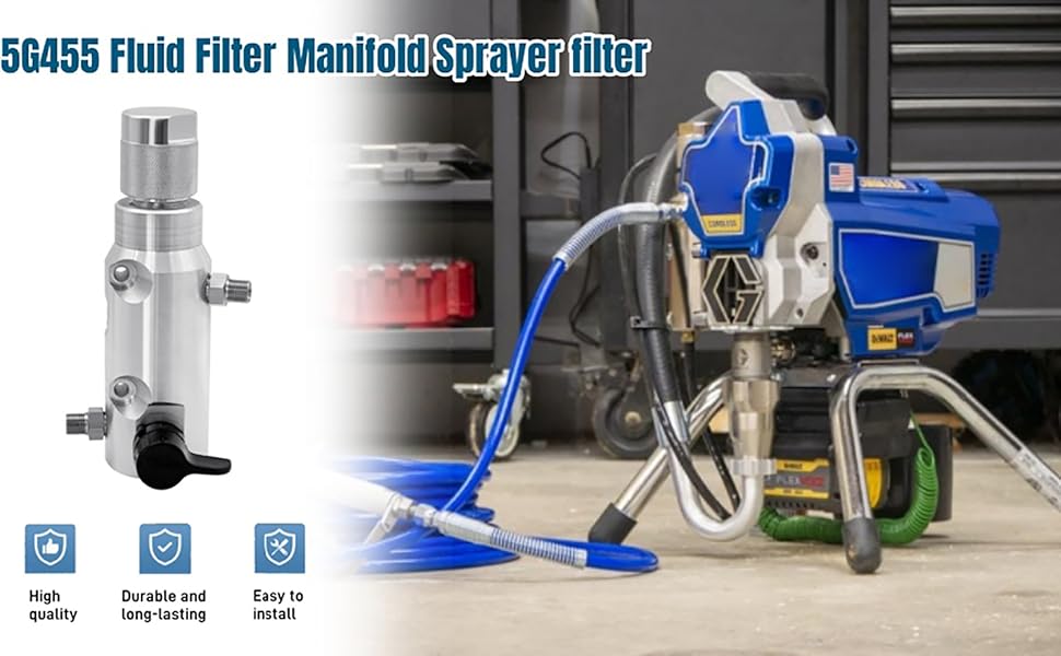 Maigoo 15G455 Fluid Filter Manifold Sprayer Filter Assembly Fits for Graco 390/395/490/495/595 ...