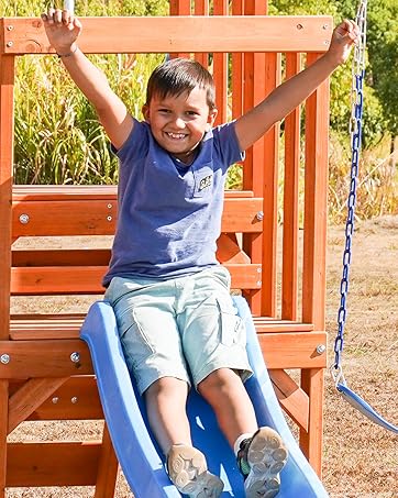 Amazon.com: Dolphin Playground DIY Swing Sets for Backyard, Wooden Swing Set Outdoor for Kids ...