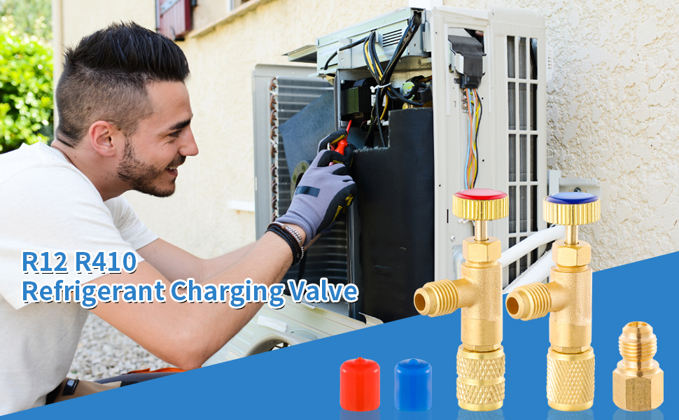 Amazon.com: R12 R410 Refrigerant Charging Valve with R410 Brass Tank Adapter, Safety Flow ...