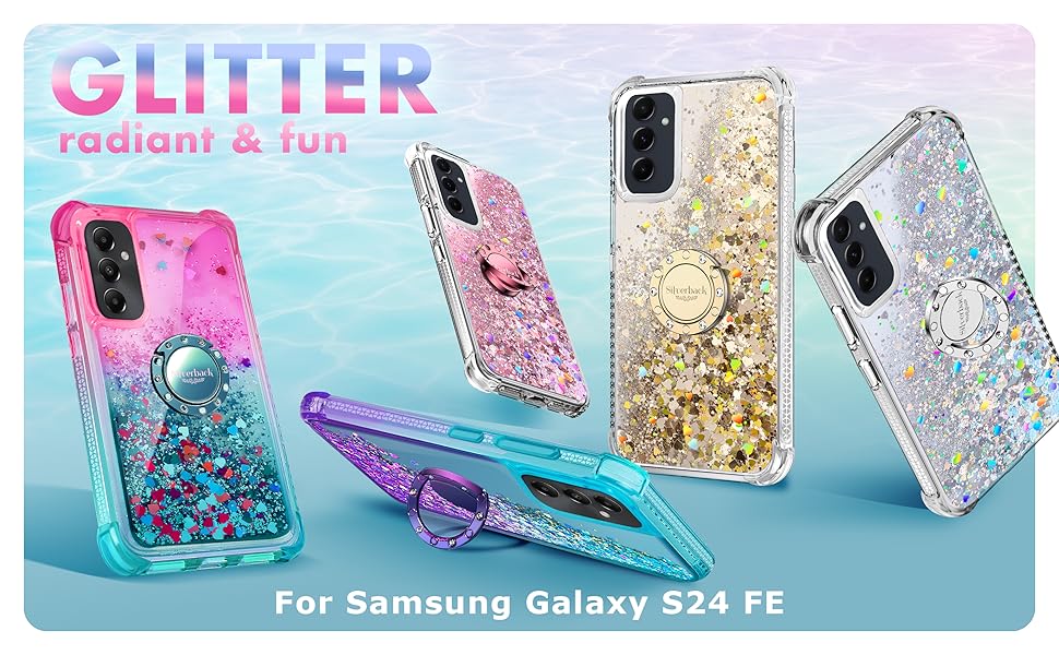 Amazon.com: Silverback for Samsung Galaxy S24 FE Case with Ring, Women Girls Bling Holographic ...