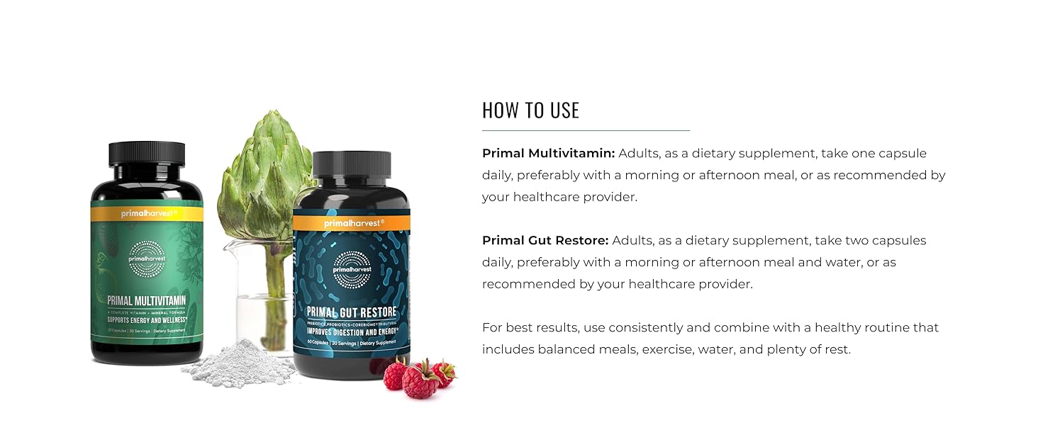 Amazon.com: Primal Harvest Gut Restore & Multivitamin Supplements for ...