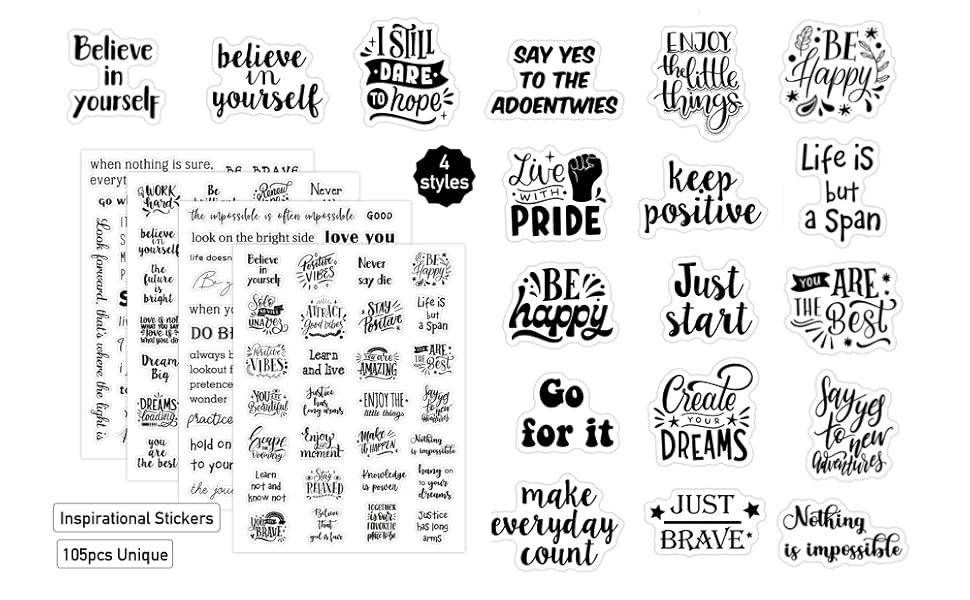 105 pegatinas inspiradoras transparentes para palabras diferentes ...