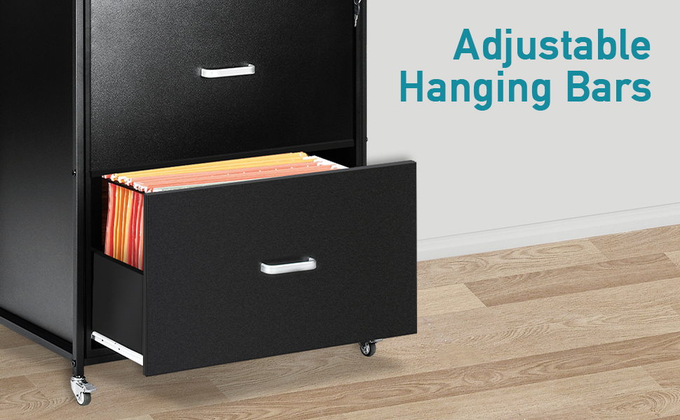 Amazon.com: YORKING Vertical File Cabinet, 2 Drawer Mobile Filing Cabinet with 3 Bookshelf ...