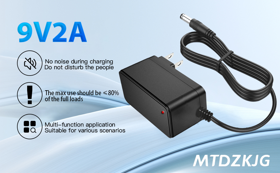 Amazon.com : 9V 2A Power Supply Adapter 18W AC Adapter AC 110-240V to ...