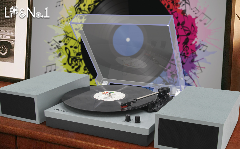 Amazon.com: LP&No.1 Record Player with External Speakers, 3 Speed ...