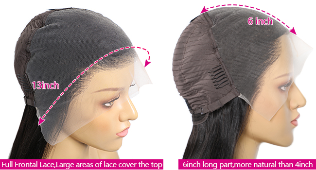 Amazon.com : Lemoda 250% Density 13x6 Full Frontal Lace Wigs Human Hair HD Transparent Lace Wigs ...