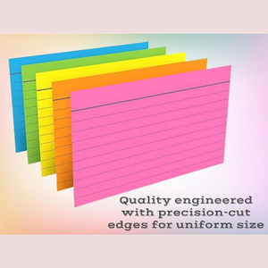 Amazon.com : 1InTheOffice Ruled Neon Index Cards 3x5, Ruled Index Cards, Assorted Neon Color ...