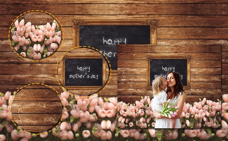 Amazon.com : WOLADA 7x5FT Mother's Day Tulip Flowers Backdrop Happy Mothers Day Photography ...