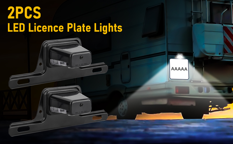 Linkstyle 2PCS LED License Plate Lights, 12V DC License Tag Light with Holder, Waterproof ABS ...