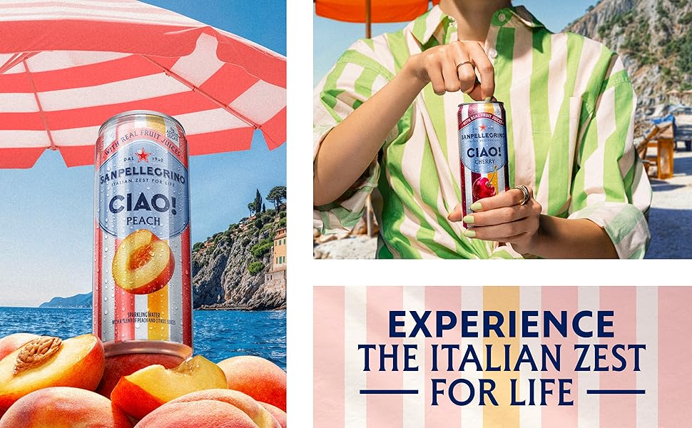 Amazon.com: Sanpellegrino CIAO Peach Sparkling Water, Low-Calorie Italian Sparkling Water with ...