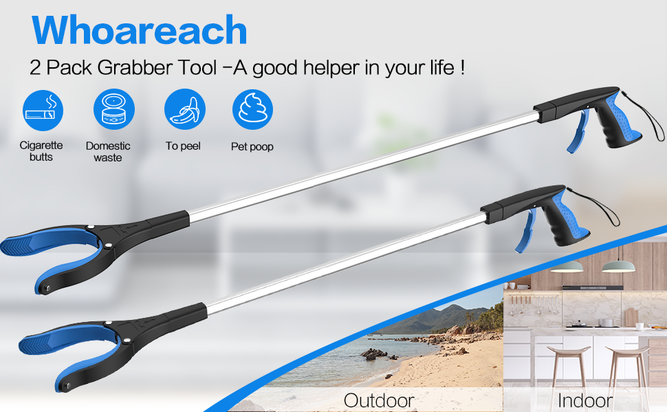 Amazon.com: 2-Pack 32 and 43 Inch Extra Long Grabber Reacher Tool Intergrated Design for Heavy ...