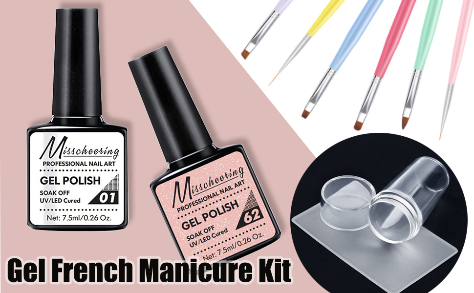 Amazon.com : Gel French Manicure Kit, Gorvalin Glitter Nude Pink & White UV Gel Nail Polish ...