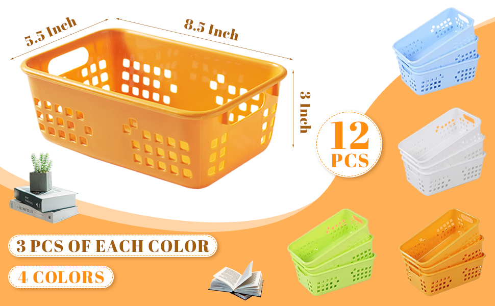 Amazon.com - NDSWKR 12 Pack Small Plastic Storage Baskets, 8.5 x 5.5 x ...