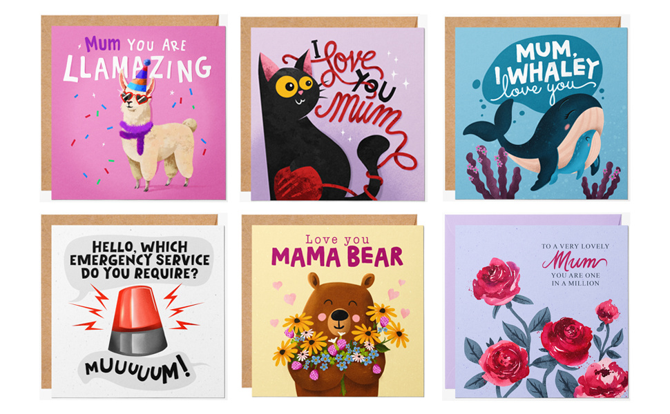 Cute Cat Mother's Day Card - I Love You Mum - Funny Mum Birthday or Valentine’s Card for Cat ...