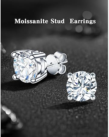 Amazon.com: Moissanite Hoop Earrings & Huggie Ear Cuffs for Women Men, 14K Gold Plated Sterling ...