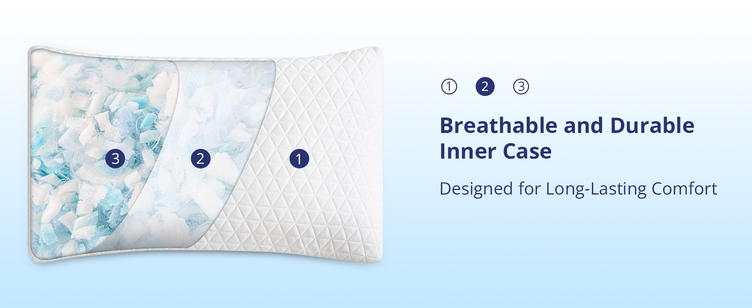 Amazon.com: Shredded Memory Foam Pillows, Bed Pillows for Sleeping, Medium Firm Pillows Standard ...