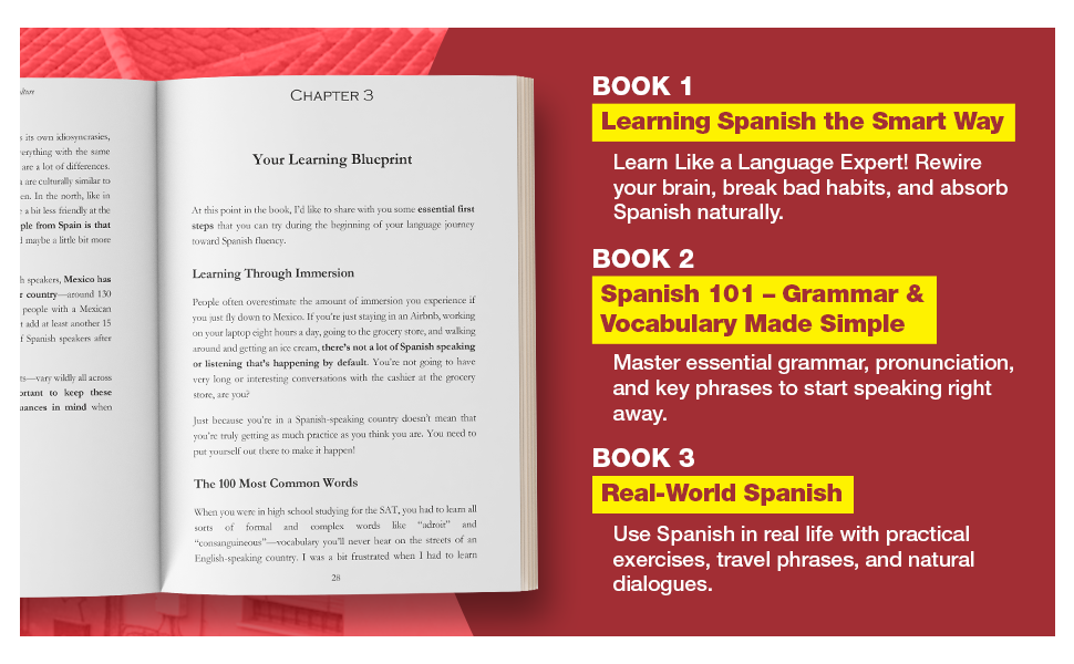 The Learn Spanish Fast for Adult Beginners 3-in-1 Workbook: Master Spanish in 30 Days with 15 ...