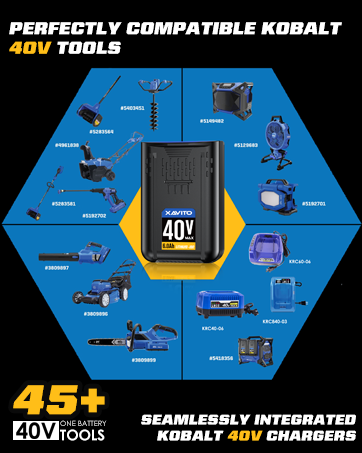 Amazon.com: XAVITO Replacement for Kobalt 40V Battery 6.0Ah, New Upgraded 5X Longer Runtime ...