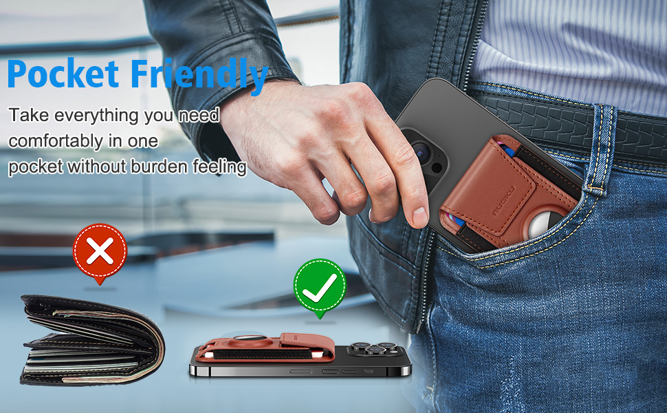 Amazon.com: nuoku Magnetic Phone Wallet Card Holder, Compatible with Magsafe Wallet for Airtag ...