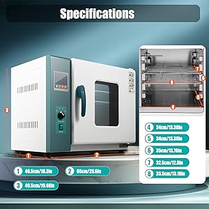 110V 1000W Lab Convection Oven, 45L/12Gal Horizontal Electric Blast Drying Chamber with ...