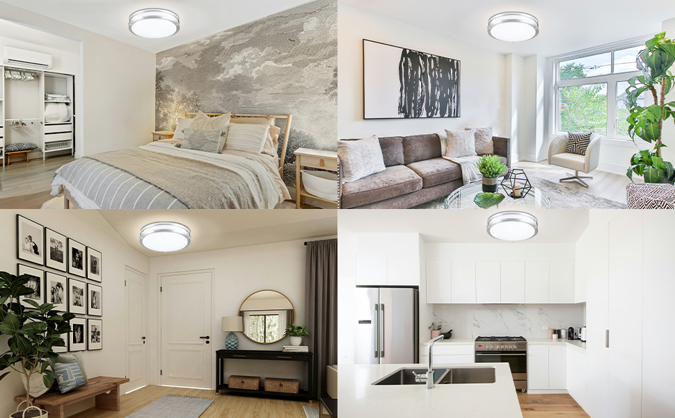 BABLOOM LED Flush Mount Ceiling Light Fixture with Remote 13 Inch Ceiling Lights 24W Dimmable ...