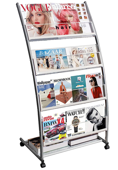 LIWSHWZ Foldable Magazine Rack,Metal 4 Pockets Brochure Stands, Trade Show Display Standing ...