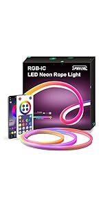 LPDISPLAY Neon Ruban LED 3m, RGBIC Bande LED avec Contrôle WiFi APP, Compatible avec Alexa, pour ...
