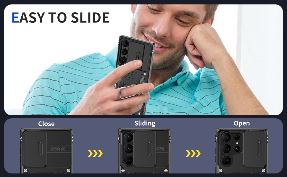 Amazon.com: KTUOHU Case for Samsung Galaxy S23 Ultra, with [Slide Camera Cover] [2X Screen ...