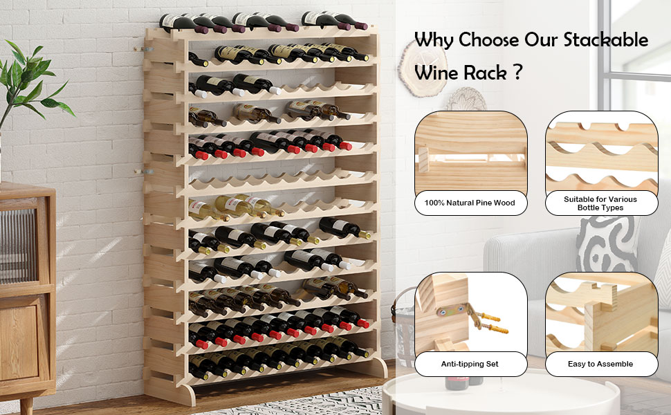 Amazon.com: sogesfurniture Floor Wine Racks, Stackable Modular Wine Rack Large Wine Storage Rack ...