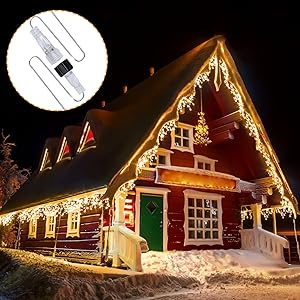 Ollny Christmas Lights Outdoor IcicleLights 396LED 32FT 8 Modes ...