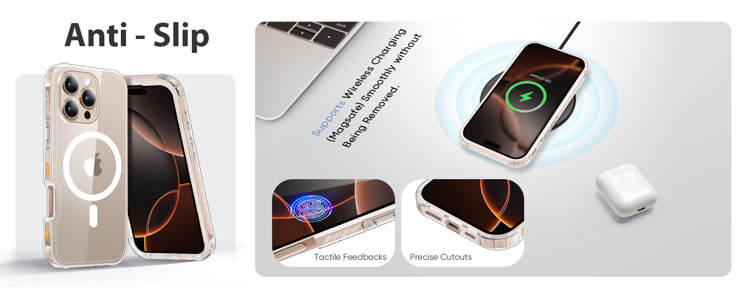 Amazon.com: BANLEA Compatible with iPhone 16 Pro Case Clear, Built-in Screen Protector, with ...