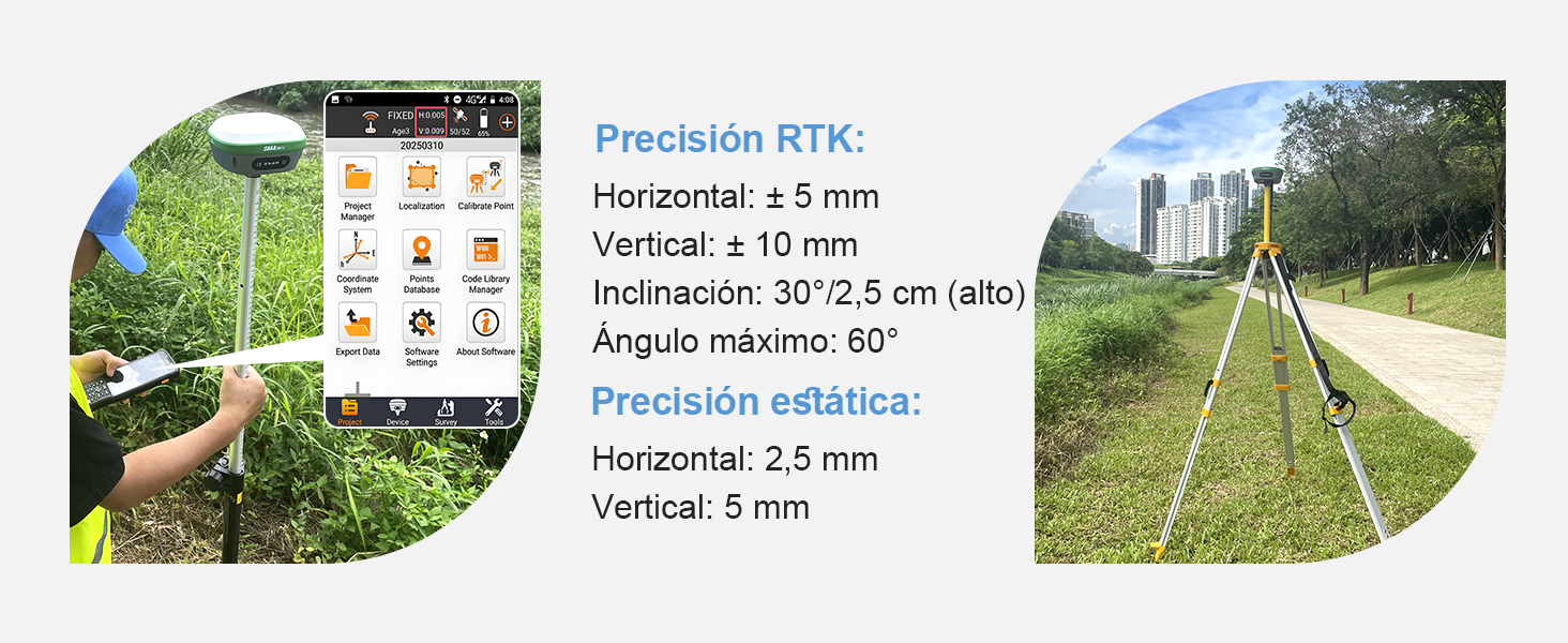 SMAJAYU GPS RTK Equipo DE TOPOGRAFÍA Incluye Receptor RTK, Base y móvil, Topografía estática ...