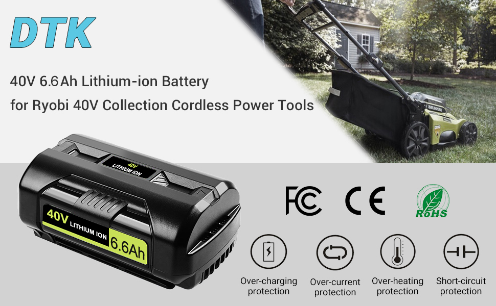 Amazon.com: DTK Battery Replacement for Ryobi 40V Battery 6.6Ah OP4040 OP4026 OP4030 OP4050 ...