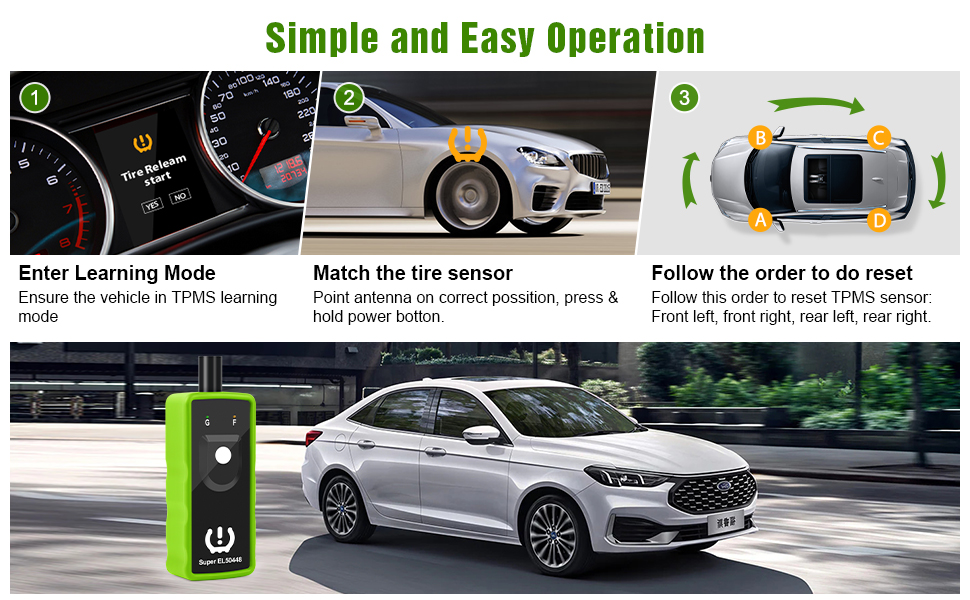 JDIAG Super EL50448 TPMS Relearn Tool for GM Ford Series Vehicles 2 in ...