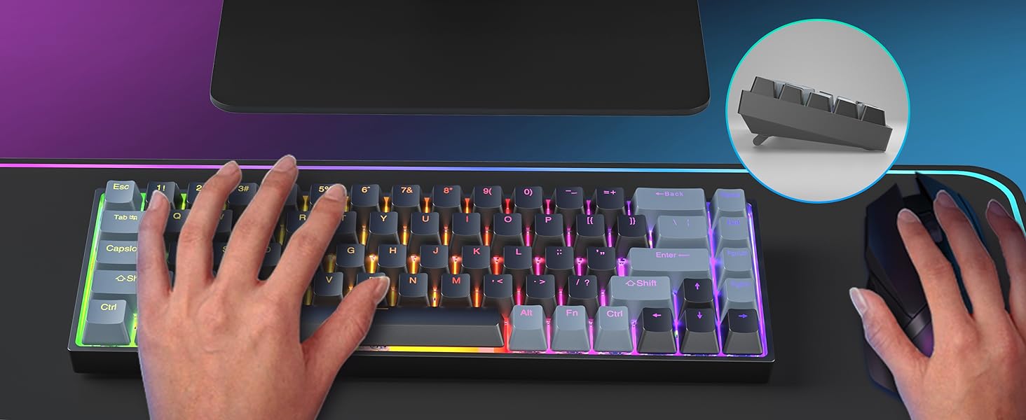 Amazon.com: Taiahiro 60% Mechanical Gaming Keyboard, RGB Backlit 68 Keys Ultra-Compact Wired ...