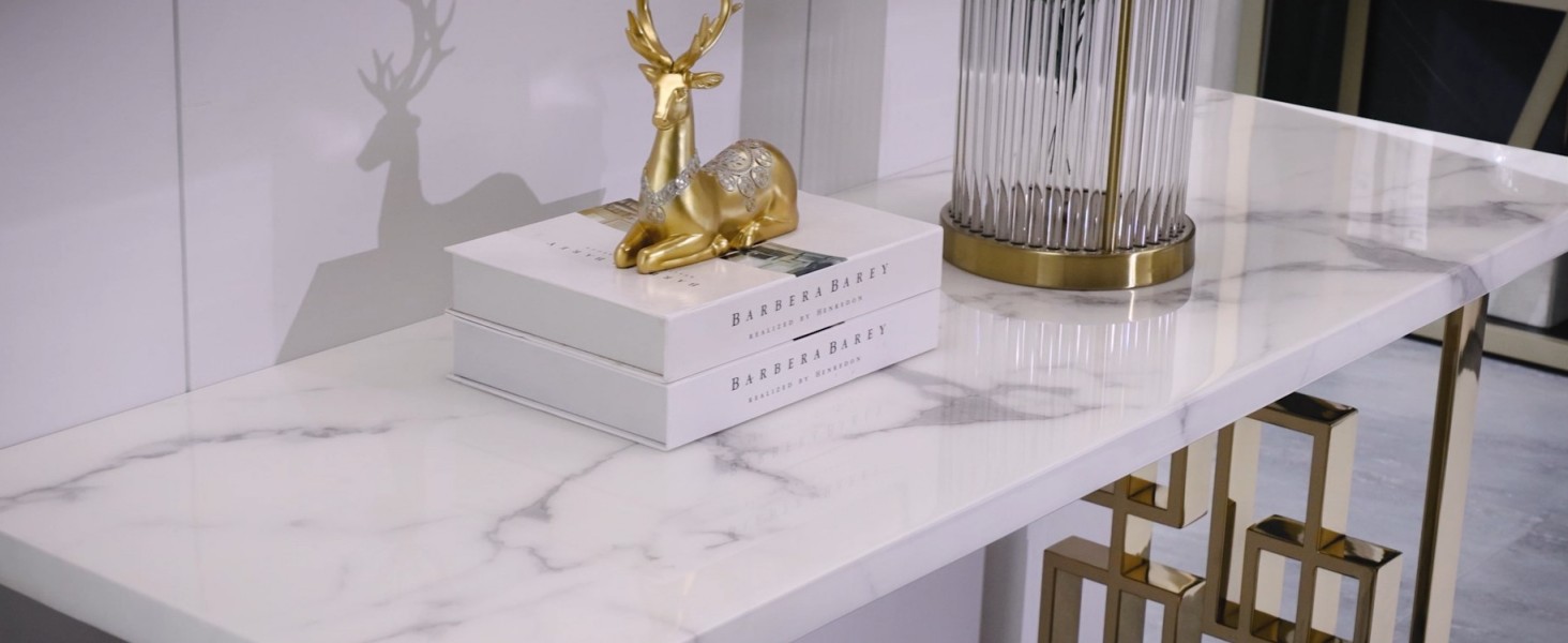 Amazon.com: AUZ Gold Console Table, 55" White and Gold Living Room Sofa Table, Modern Rectangle ...