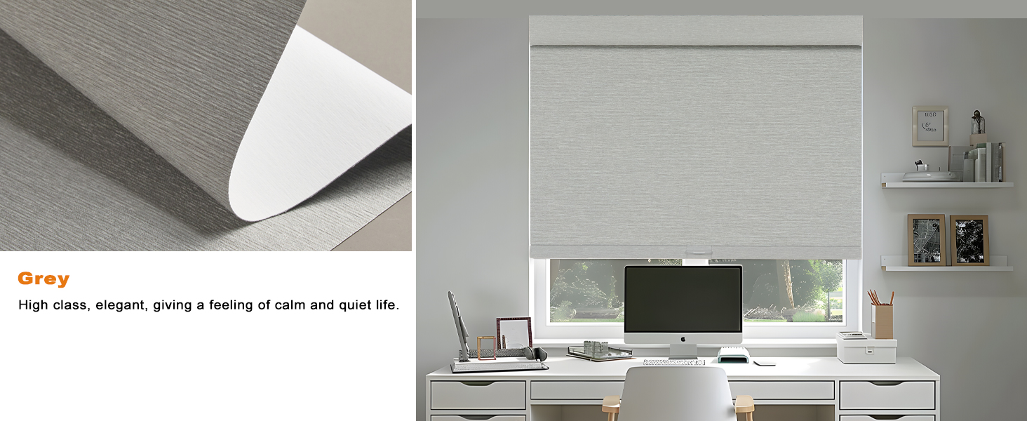 Persilux No Drill No Tools Blackout Roller Shades for Windows,Cordless Roller Blinds with Linen ...